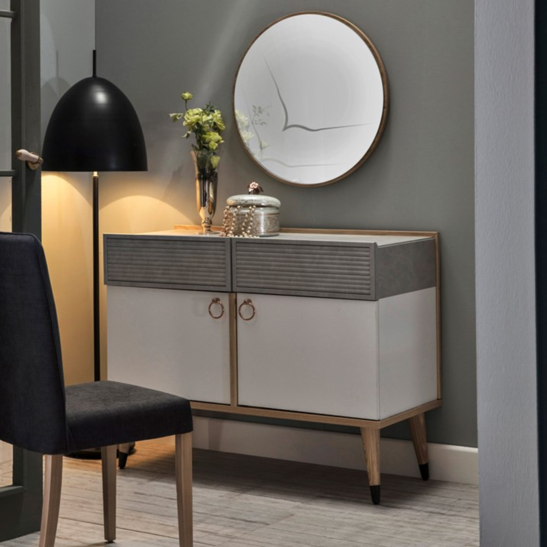 LENA COMMODE + MIROIR UNI BLANC - Istikbal maroc